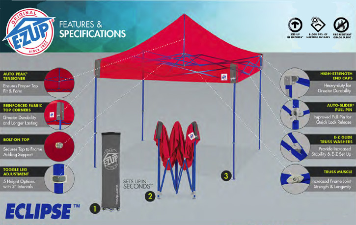 E-Z UP Eclipse Canopy Shelter 10' X 10'. Sports Facilities Group Inc.